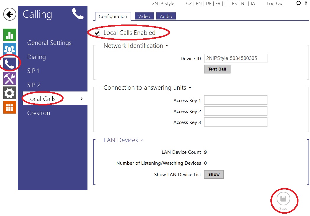 2N/Axis - How to enable local calling – Alloys